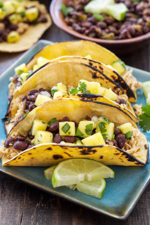 Cuban Chicken and Black Bean Tacos with Pineapple Salsa - Recipe Runner