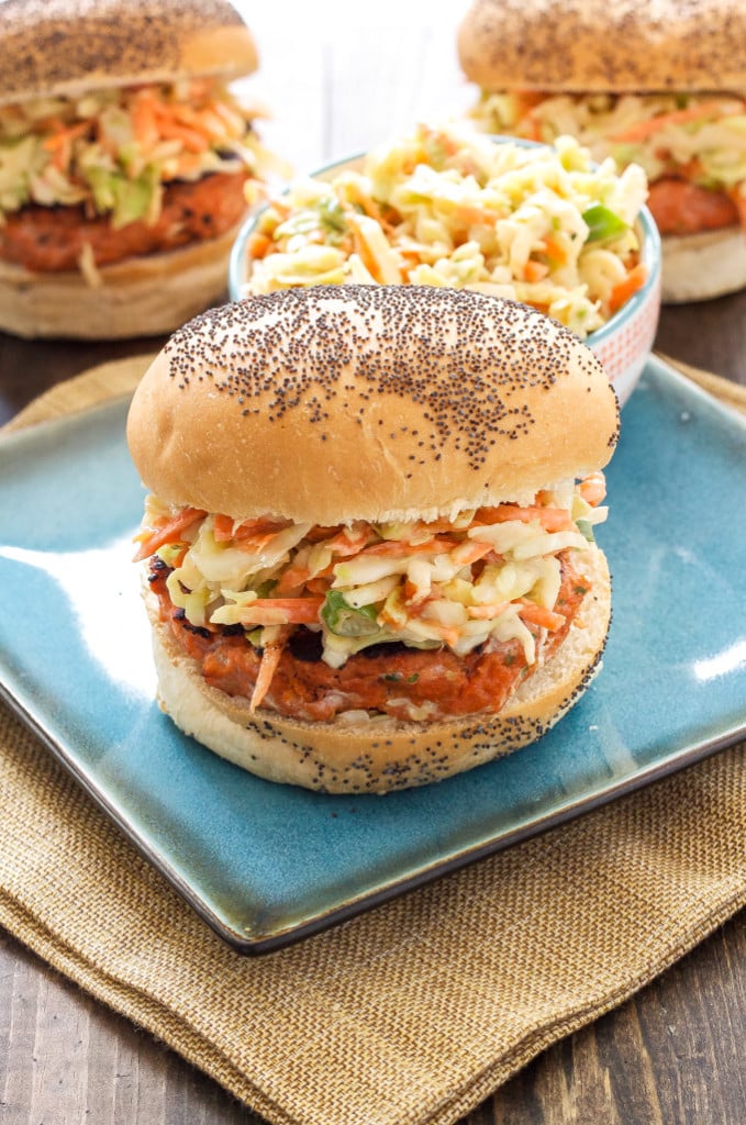 Teriyaki Salmon Burgers with Asian Slaw - Recipe Runner