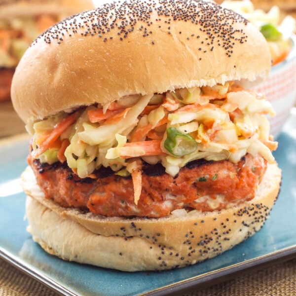 Teriyaki Salmon Burgers with Asian Slaw - Recipe Runner