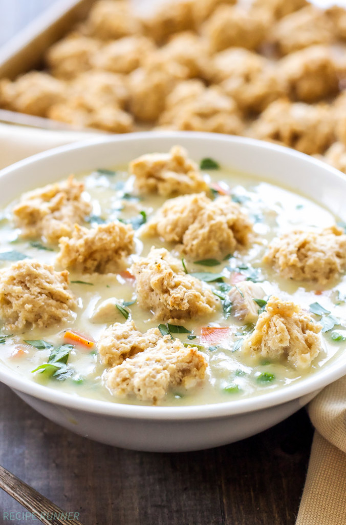 Chicken Pot Pie Soup with Biscuit Crumbles - Recipe Runner