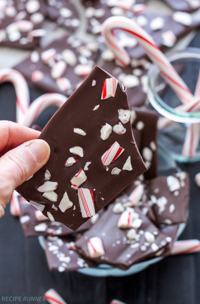 Two Ingredient Dark Chocolate Peppermint Bark - Recipe Runner