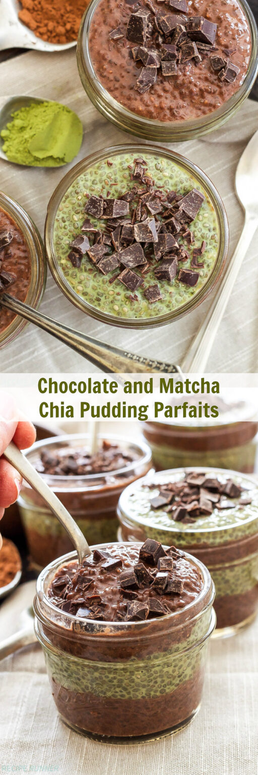 Chocolate and Matcha Chia Pudding Parfaits - Recipe Runner