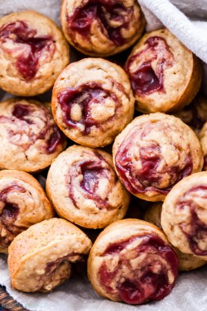 Raspberry Jam Swirled Almond Butter Muffins - Recipe Runner
