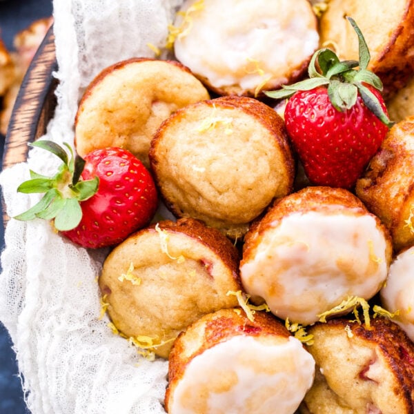Mini Strawberry Muffins with Lemon Glaze - Recipe Runner