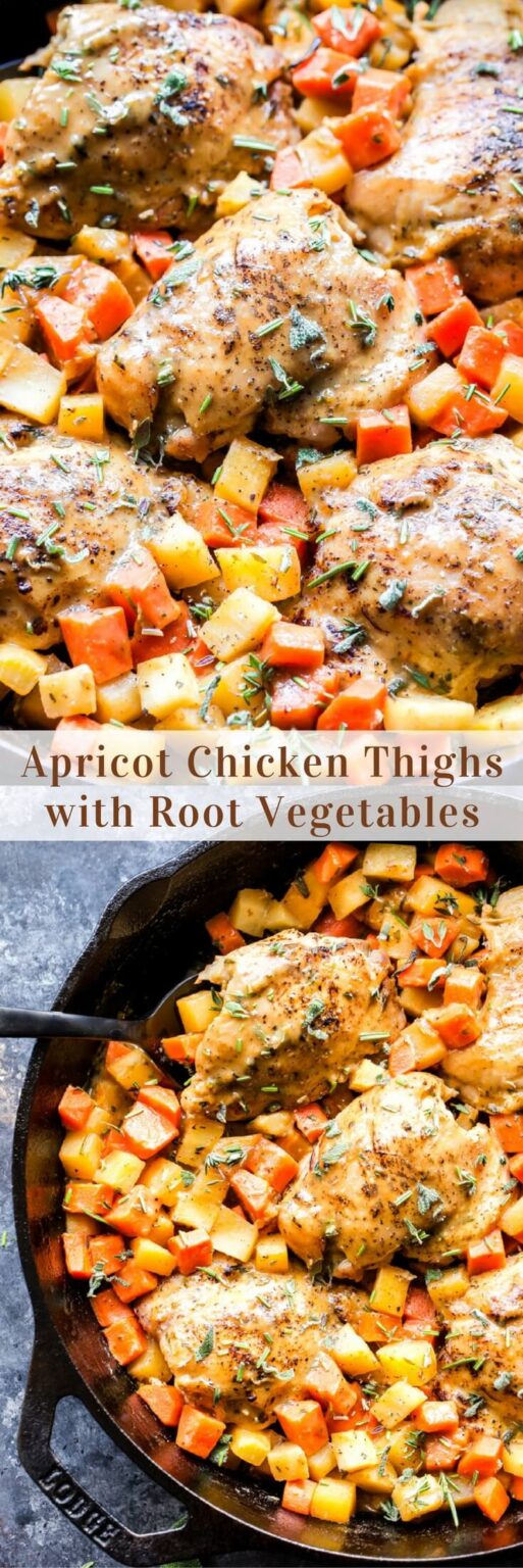 Apricot Chicken Thighs with Root Vegetables - Recipe Runner