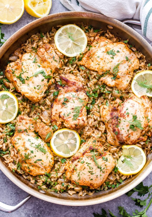 Skillet Greek Lemon Chicken and Rice - Recipe Runner
