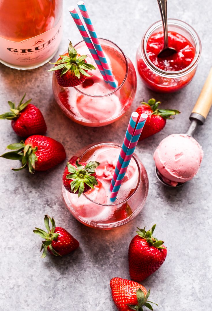 Strawberry Sorbet Rosé Floats - Recipe Runner