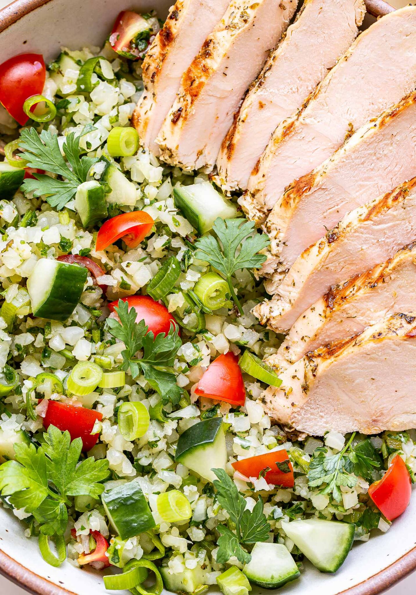 Greek Lemon Grilled Chicken with Cauliflower Tabbouleh - Recipe Runner