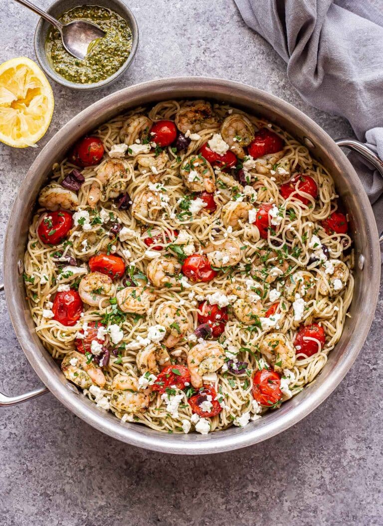 Grilled Shrimp Pesto Pasta - Recipe Runner