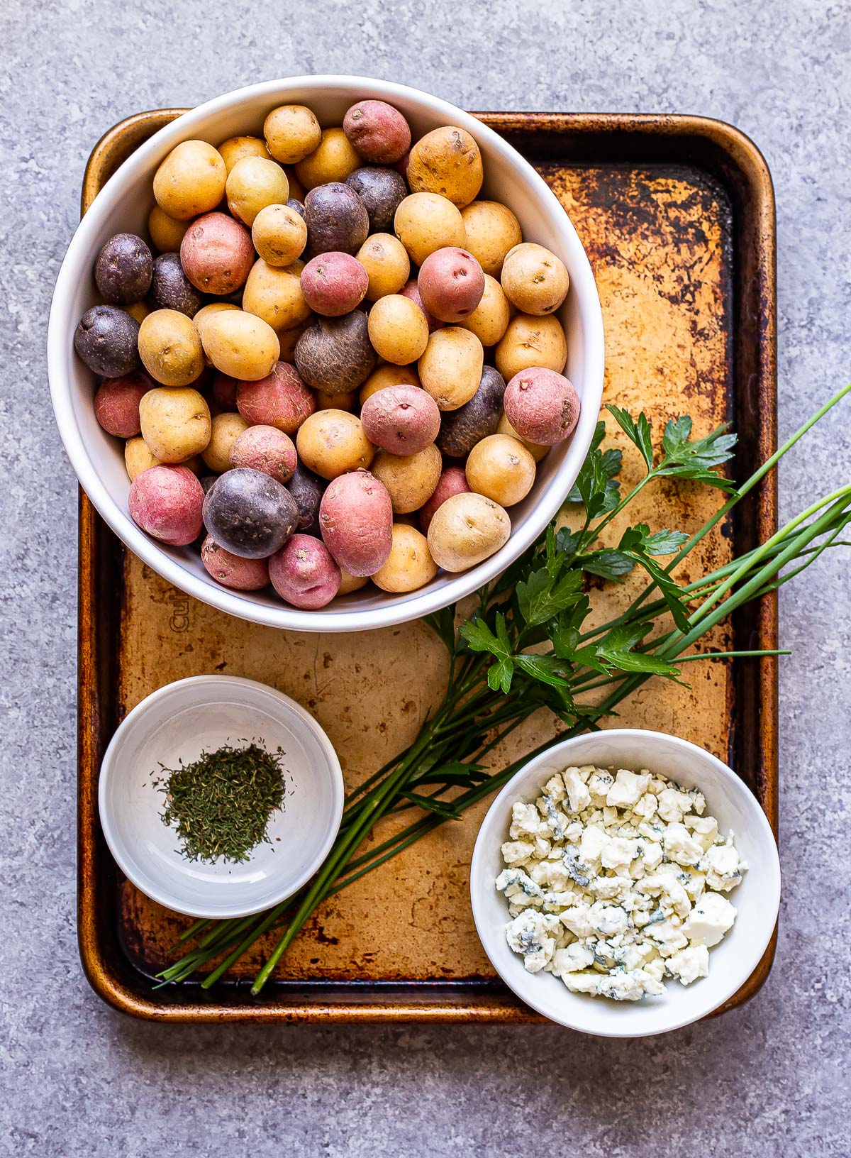Herb Roasted Potatoes with Blue Cheese - Recipe Runner