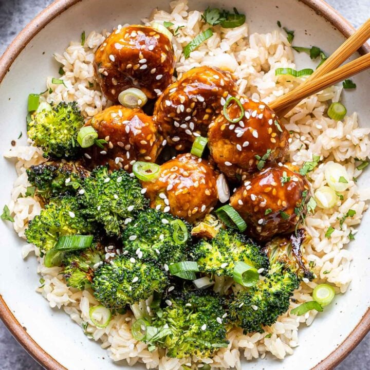 Sesame Chicken Meatball Bowls - Recipe Runner